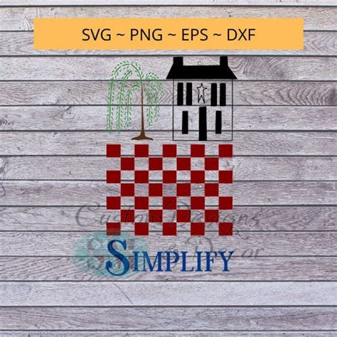 Primitive Willow Tree Saltbox House Simplify Svg File Quote Etsy