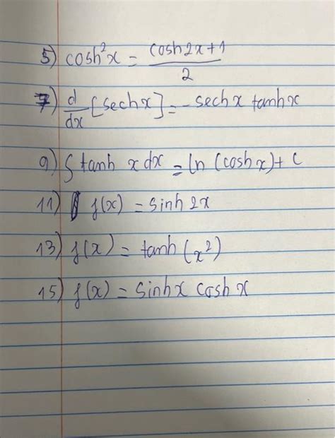 Solved Cosh X Cosh X Dxd Sechx Sechxtanhx Chegg Com