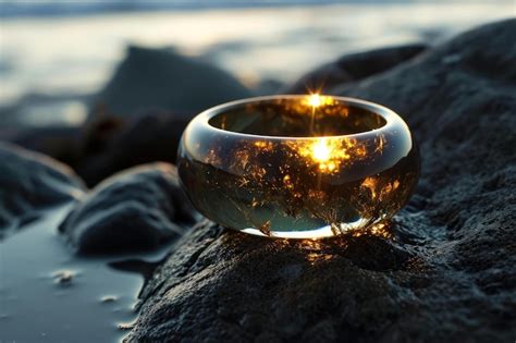 Premium Photo Metallic Ring Shape Glows Generate Ai