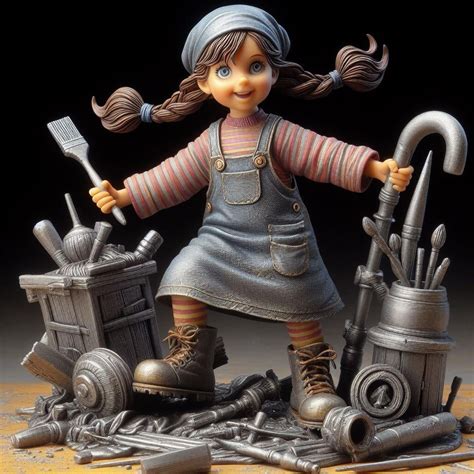 Pippi Longstocking Prompt Is A 3d Resin Plastic Metal Colored Model Kit Sculpture Figurine