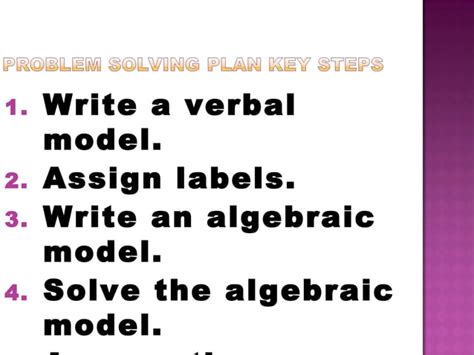 Problem Solving Using Algebraic Models PPT