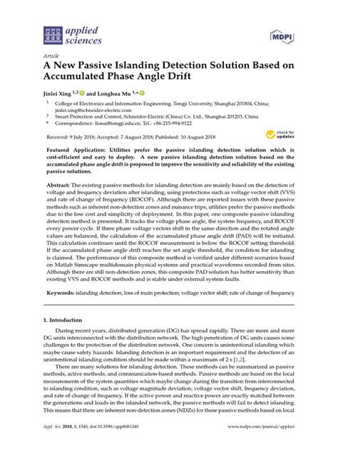A New Passive Islanding Detection Solution Based O Pdf Discrete