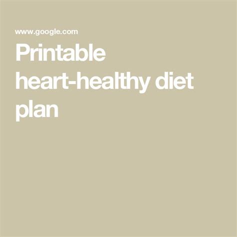 Printable Heart Healthy Diet Plan Heart Healthy Diet Plan Heart Healthy Diet Healthy Diet Plans