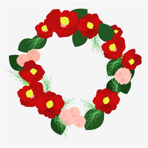 색깔 일러스트 동백꽃 화환 화려한 색깔 화환 크리 Png 일러스트 및 Psd 이미지 무료 다운로드 Pngtree