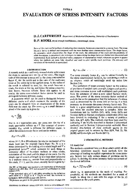 Pdf Evaluation Of Stress Intensity Factors