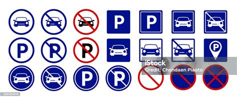 고립 된 주차 교통 표지 컬렉션 Trasportation 아이콘 세트 주차 공간 픽토그램 공개 그래픽 요소 및 일러스트 빨강