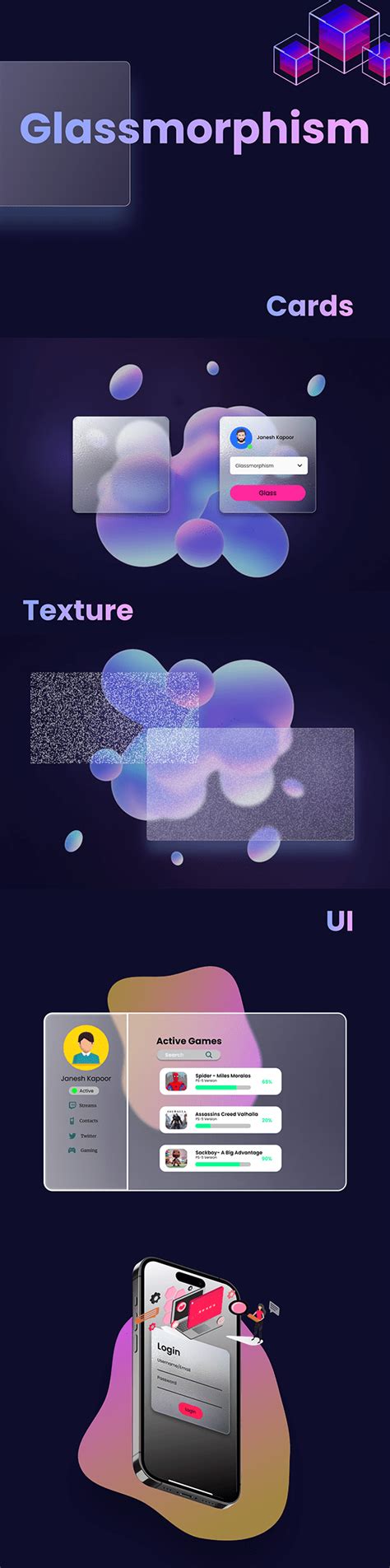 Glassmorphism Ui Design Cards Texture On Behance