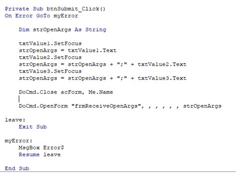 Microsoft Access Tips Passing Multiple Values Via The Openargs