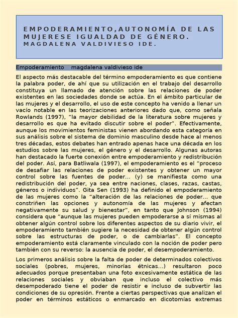 Autonomía Y Empoderamiento Poder Pdf Empoderamiento Autonomía