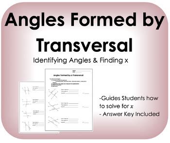 Angles Formed By A Transversal By Emily H TPT