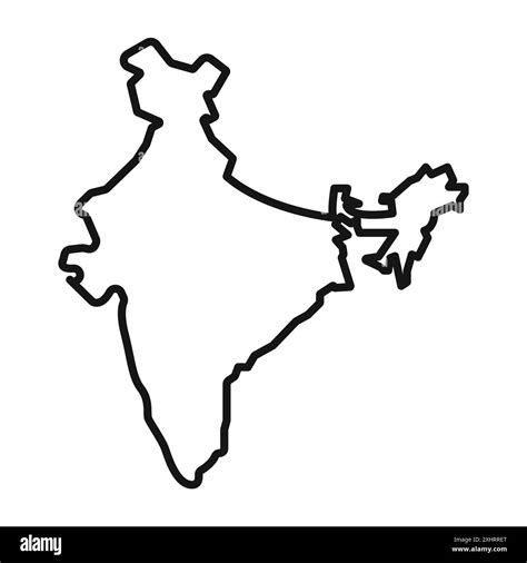 Indian Map Icon Black Line Art Vector In Black And White Outline Set Collection Sign Stock