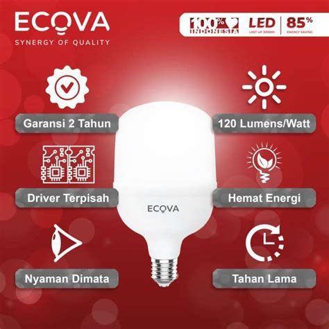 Jual Bola Lampu Led Ecova T Bulb Capsule W Cool Daylight K Bohlam Di Seller Techvision