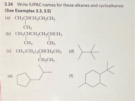[solved] 3 24 Write Iupac Names For These Alkanes And Cycl