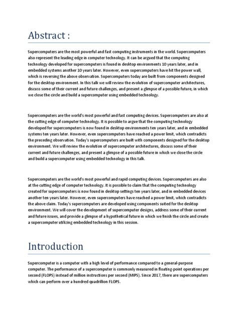 abstract pdf supercomputer central processing unit