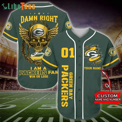Personalized Green Bay Packers Baseball Jersey Golden Skull Perfect