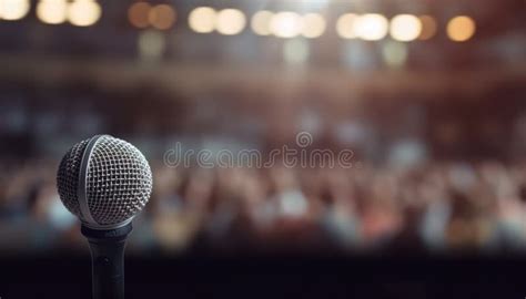 Microphone On Stage With Lights Microphone In Front Of Stage Microphone Microphone On Stage With Lights Microphone In Front Of Stage Microphone