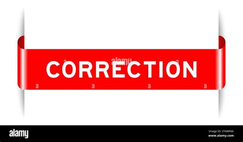 Red Color Inserted Label Banner With Word Correction On White Background Stock Vector Image