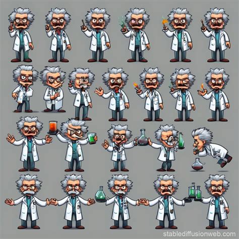 Real Mad Scientist Sprite Sheet Animations Stable Diffusion Online