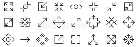 Full Screen And Exit Full Screen Set Icons Maximize And Minimize Line