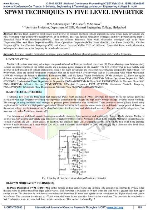 Pdf Spwm Techniques In Five Level Inverter