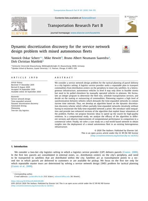 Pdf Dynamic Discretization Discovery For The Service Network Design Problem With Mixed