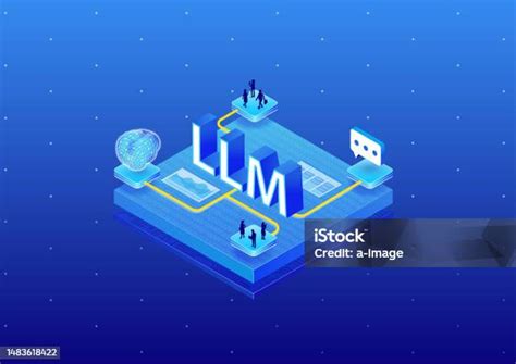 대규모 언어 모델 Llm 개념입니다 생성 Ai 인공 지능의 3d 아이소메트릭 벡터 그림 대규모 언어 모델에 대한 스톡 벡터 아트