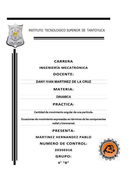 Cantidad De Movimiento Angular De Una Partícula Pdf Vector