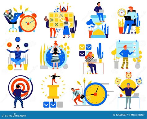 Time Management Icons Set Stock Vector Illustration Of Office 135505577