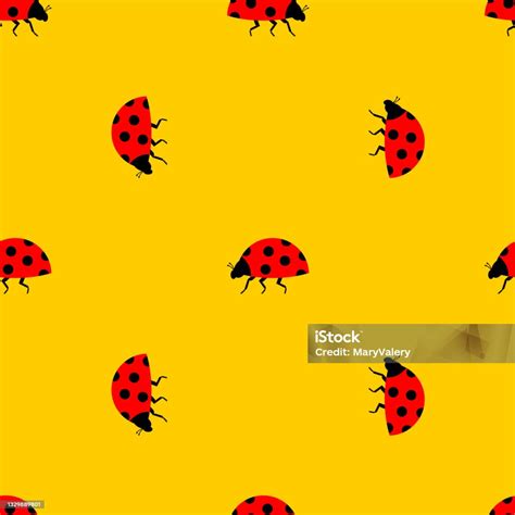 Ladybug Pattern Seamless Red Small Bug Background Beetle Vector Texture