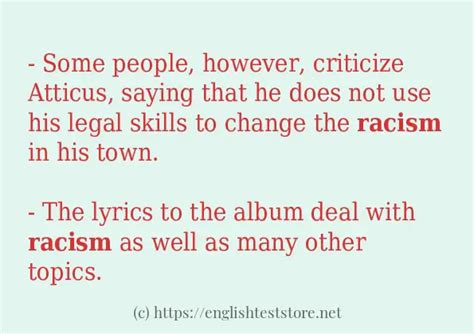 Example Uses In Sentence Of Racism Englishteststore Blog