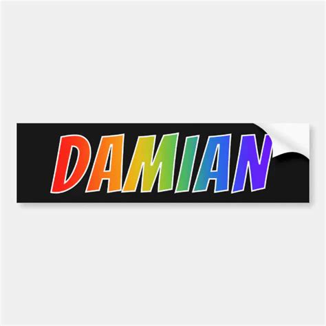 First Name Damian Fun Rainbow Coloring Bumper Sticker Zazzle