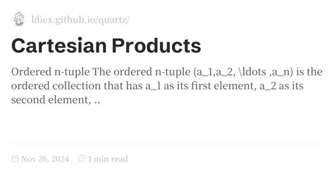 Cartesian Products Cartesian Products