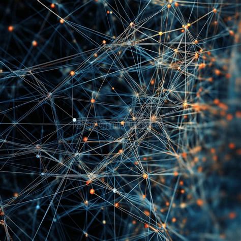 Complex Network Of Connected Nodes Representing Deep Learning And Artificial Intelligence Stock