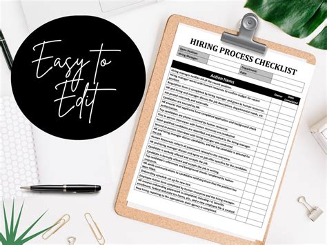 Hiring Process Checklist Editable MS Word HR Template For Etsy