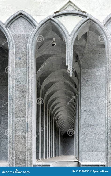 Curvilinear Arch Niche Sitting Places In Black And White Digitally