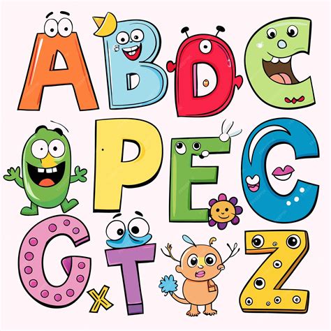 Colorful Cartoon Alphabet Letters With Fun Characters Premium Ai