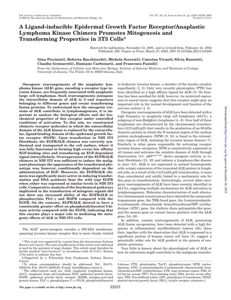 Pdf A Ligand Inducible Epidermal Growth Factor Receptoranaplastic Lymphoma Kinase Chimera