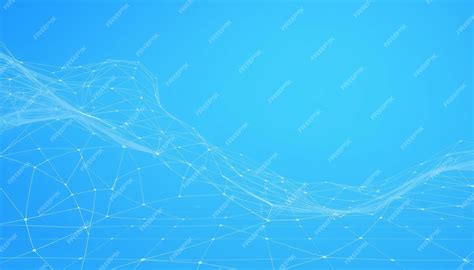 Abstract Blue Background With White Lines And Dots Forming A Geometric Pattern Premium Ai