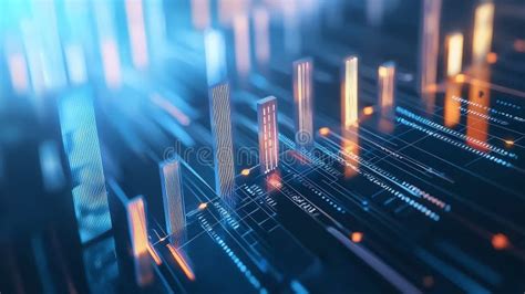 Abstract Digital City Landscape With Glowing Lines And Data Streams Stock Image Image Of