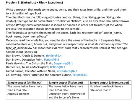 Solved Problem 3 Linked List Files Exceptions Write A