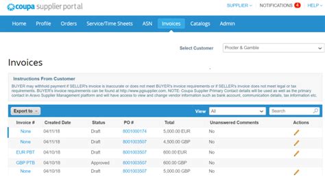 Invoice In Coupa Portal PGSupplier Com