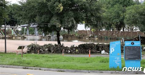 물 빠지자 쓰레기에 뒤덮인 한강공원