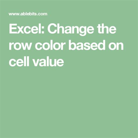 Excel Change The Row Color Based On Cell Value Excel The Row Cell