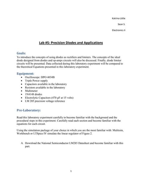 Lab 5 Report Precision Diodes and Applications | PDF | Consumer Electronics | Technology & Computing