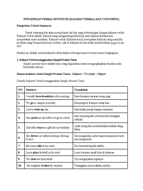 Verbal Sentences Pdf