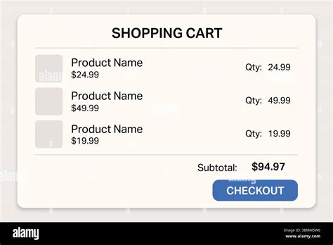 Digital Shopping Cart With Items Prices And Checkout Option Stock Vector Image And Art Alamy