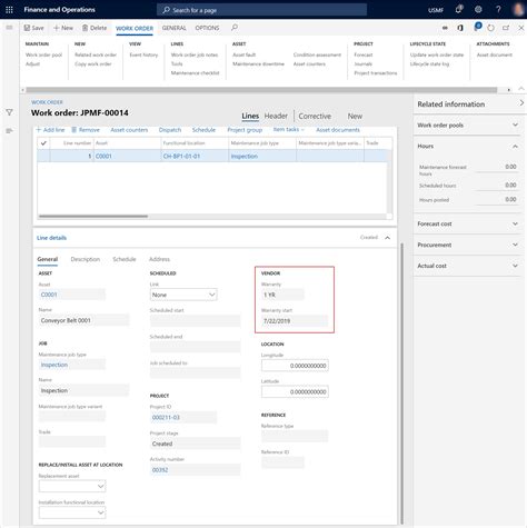 การรับประกันในสินทรัพย์และชนิดสินทรัพย์ Supply Chain Management Dynamics 365 Microsoft Learn