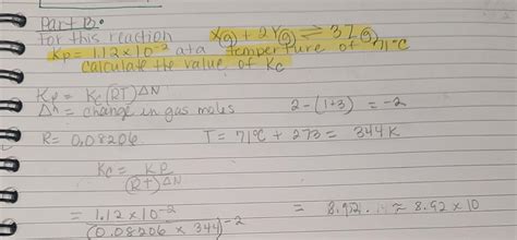 Solved For The Reaction X G N 2y G ⇌3z G Kp 1 12×10−2 At A