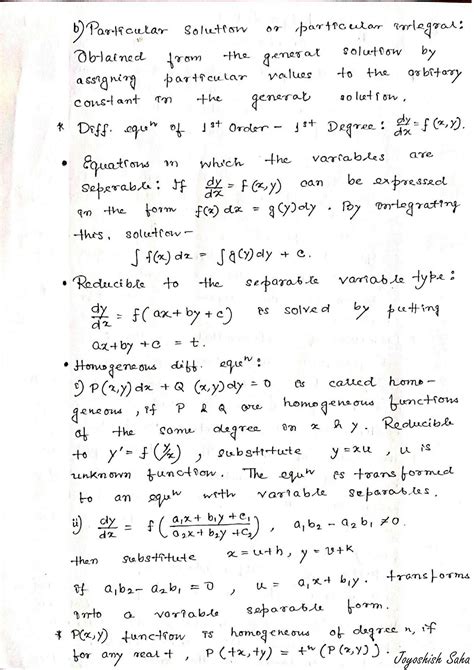 SOLUTION IIT JEE Maths Handwritten Notes PDF Of DIFFERENTIAL EQUATIONS Studypool