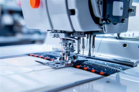 Rocket Picture Production White Automatic Sewing Machine In Close Up Stock Illustration